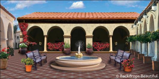 Spanish Courtyard Backdrop 3 | Backdrops Beautiful